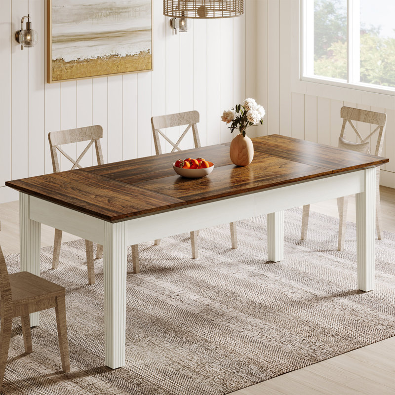 Gracie Oaks Dining Table For 4-6 People, 62-Inch Rectangular Kitchen Table With Solid Wood Legs ...